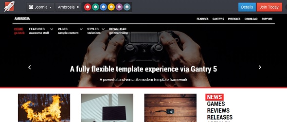 RocketTheme Ambrosia v1.3.1 - Шаблон Joomla